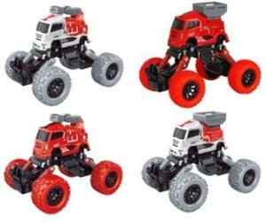 Fronted 4 Wheel Drive Mini City Fire Service Truck Toy Unbreakable Push ...