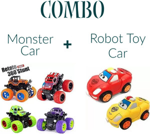 SLOnlineMart Combo of Friction Powered Monster Car 4x4 Big Wheels ...