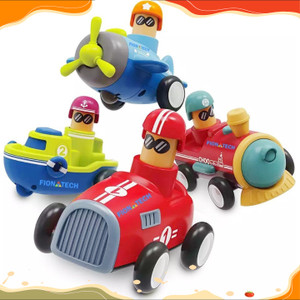 FIONATECH 4 Pcs Head Push And Go Friction Toy Car Set For Kids Friction ...
