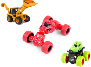 Aganta JCB, Monster Truck & Telescopic car Vehicle Set Of 3 Push & Go ...