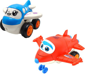 Jo Baby Unbreakable Friction Powered Toy Set of Plane & Robot Plane For ...