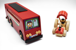 justhandmade Wooden Bus With Rolling wheel | Tractor (S) Pull Along Toy ...