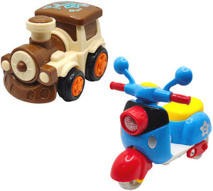 Jo Baby Unbreakable Friction Powered Toy Set of Train & Scooter For ...