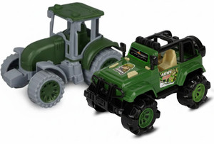 asian Indian Army Jeep and Swaraj Tractor Friction Powered Toy Set for ...