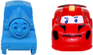 Kiddie Toys Transformer Red Car And Dark Blue Engine Combo With Light ...