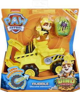 PAW PATROL Dino Rescue Rubble's Deluxe Rev Up Toy Vehicle With ...