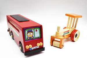justhandmade Wooden Bus With Rolling wheel | Road Roller Pull Along Toy ...