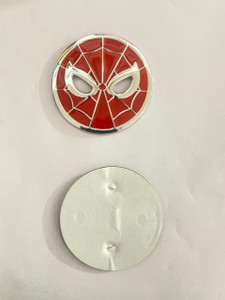 Auto MT CHROME RED SPIDER MAN LOGO 6.6 x 6.8cm CAR BIKE METAL STICKER ...