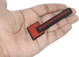 Auto MT BLACK RED, SUPERCHARGED LOGO 10 x 2.6cm CAR METAL EMBLEM SPORT ...