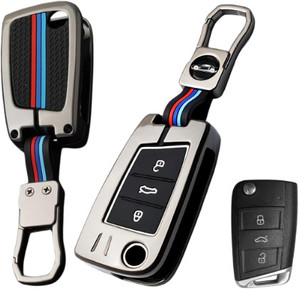 Auto MT Metal Silicon Key Cover Skoda Volkswagen Slavia, Kushaq Octavia ...