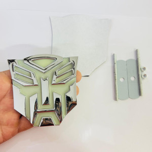 Auto MT Silver Big Transformer Metal Logo for Car&Bike 3D Emblem ...