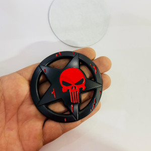 AUTO MT Black-Red Skull Punisher Metal-Logo (7.5cmx7.5cm) for all Car ...