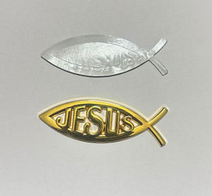 Auto MT GOLDEN JESUS FISH Christian Sticker Logo 10 x 3cm Car Metal ...