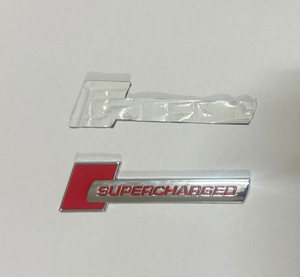 Auto MT CHROME RED SUPERCHARGED LOGO 10 x 2.6cm CAR BIKE METAL EMBLEM ...