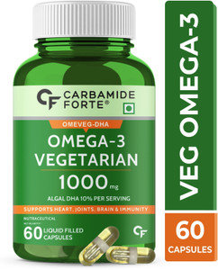 CARBAMIDE FORTE Veg DHA Omega 3 Capsules 1000mg Tablets, Vegan Omega 3 ...