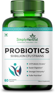 Simply Herbal Probiotics 50 Billion Per Capsule, 14 Probiotic Strains ...