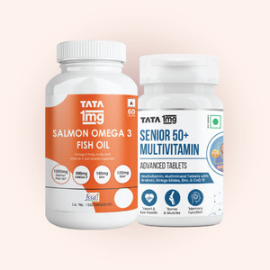 TATA 1mg Salmon Omega 3 Fish Oil Capsule & Senior 50+ Multivitamin ...