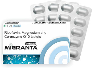 MIGRANTA Riboflavin Magnesium Coenzyme Q10 Headache tablet Migraine ...
