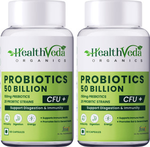 Health Veda Organics Probiotics 50 Billion CFU Multi-Strains for Better ...