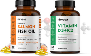 Nirvasa Omega 3 Salmon Fish Oil Capsules & Vitamin D3 + K2 Tablets ...
