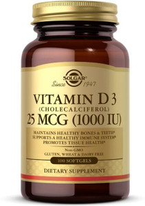 Solgar Vitamin D3 (Cholecalciferol) 25 mcg (1,000 IU) 100 Softgels ...