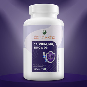 earthsome Calcium Mg Zinc D3 Tablets Strong Bone Density 60 Tablet Men ...