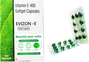 Evizone Vitamin E Capsules (Pack Of 30 Caps) Face Pimple Glowing Skin ...