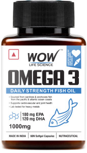 WOW Life Science Omega 3 1000 mg EPA + DHA Enriched Price in India ...