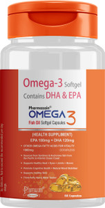 PHARMAZAIN LIFE SCIENCES Omega 3 Fish oil 60 capsules 1000 mg DHA for ...