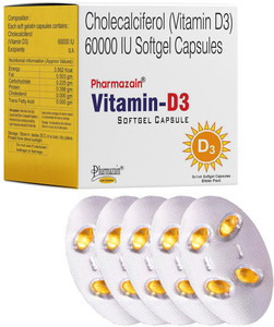 PHARMAZAIN LIFE SCIENCES Vitamin D3 60000 IU Capsule for Bone Joint ...