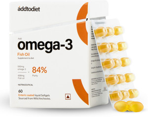addtodiet Omega 3 Fish Oil 84% Purity Enteric Coated for Men & Women ...