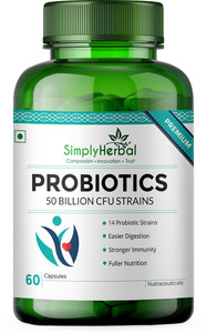 Simply Herbal Probiotics 50 Billion Per Capsule, 14 Probiotic Strains ...
