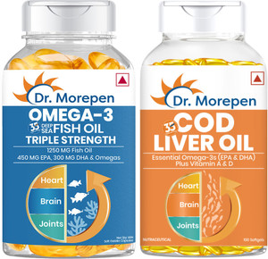 Dr. Morepen Omega 3 Triple Strength & COD Live Oil - Pack of 2 Price in ...