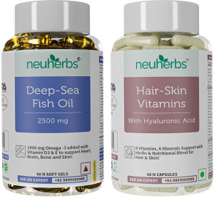 Neuherbs Supplements Combo{Deep Sea Omega 3 Fish Oil 2500mg + Hair Skin ...