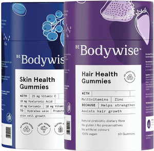 Bodywise Hair & Skin Nourish Kit | 120 Gummies | With Biotin & Vitamin ...