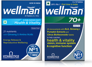 wellman 30 & 70+ Multivitamin For Men Price in India - Buy wellman 30 ...