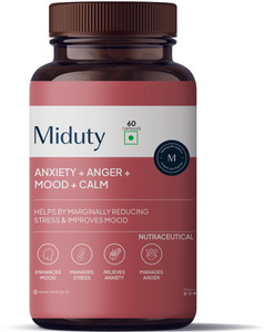 Miduty Anxiety Anger Mood Calm Supplement - KSM-66 Ashwagandha, GABA ...