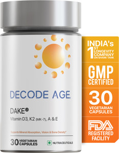 Decode Age DAKE Supplement, Vitamin D3, K2 (MK7), A & E Supports Vision ...