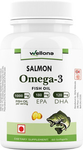 Wellona Salmon Omega 3 Fish Oil Capsules-1000mg with 180 EPA and 120 ...