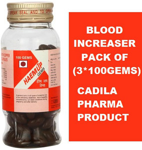 CADILA PHARMA HAEMUP GEMS IRON CAPSULE FOR BLOOD INCREASING (3*100caps ...