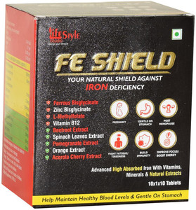 LIFE STYLE STUDIO FE SHIELD Iron Tablets Advanced High absorbed Iron ...