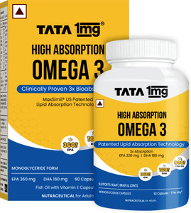 TATA 1mg Triple Absorption Omega 3 Fish Oil| 6X Effective with Patented ...