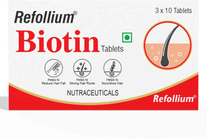 Refollium Biotin High Strength Supplement for Reduce Hair Fall, Hair ...