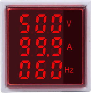 MICROTAIL VOLT AMPERE FREQUENCY METER DIGITAL 100A SQUARE RED 22MM ...