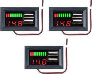 shockley Battery Voltage Indicator 0.56" LED Voltmeter + Dual USB ...