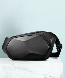 The CLOWNFISH Hard Shell Sling Travel Crossbody Chest Bag (Black) Waist ...