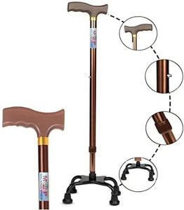 MCP Brown Quadripod height Adjustable Aluminium Four Legged Walking ...