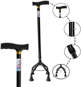 MCP Elevated Black Quadripod Height Adjustable 4 Leg Walking Stick ...