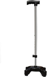 RUNMEX 4 Leg Black Quadripod Chroome Height Adjustable Old People ...