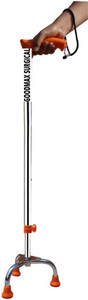 GOODMAX SURGICAL 3Leg Orange Height Adjustable Walking Stick Walking ...